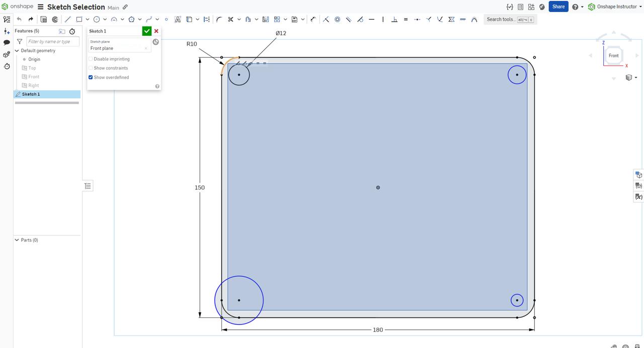 Box or Drag Selection in Onshape Sketches