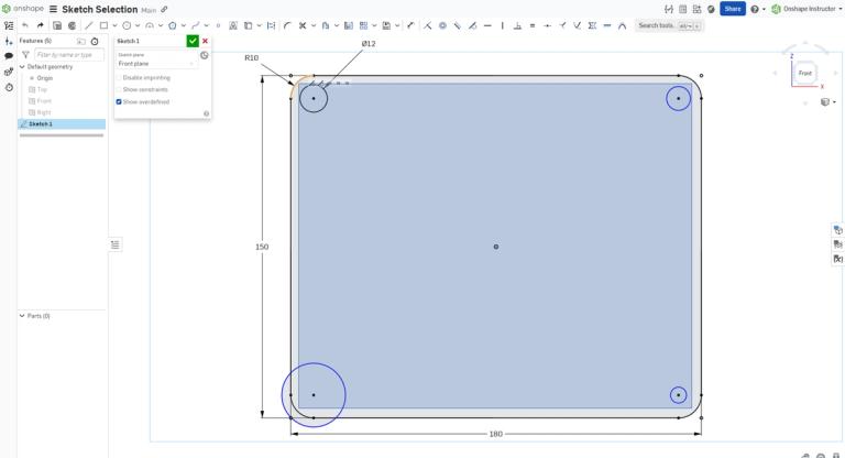 Box or Drag Selection in Onshape Sketches