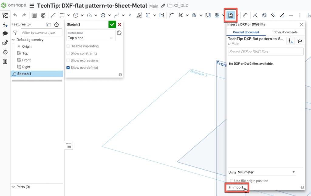 Using DXF Flat Patterns to Create a Sheet Metal Model - Onshape