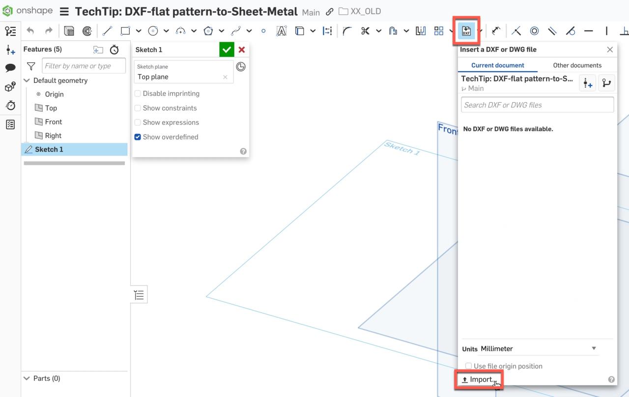 Using DXF Flat Patterns to Create a Sheet Metal Model - Onshape