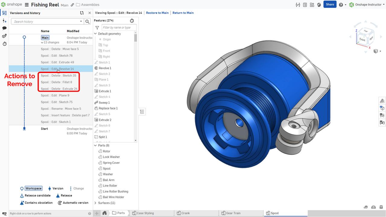 Selectively Remove Unwanted Actions in Your Onshape Document History