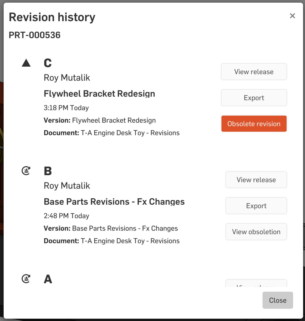 Tech Tip: How to See Your Part Revisions in Onshape’s Release Management