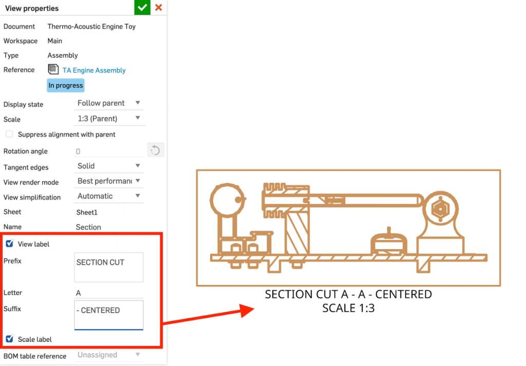 Tech Tip: How to Add View Labels in Onshape Drawings