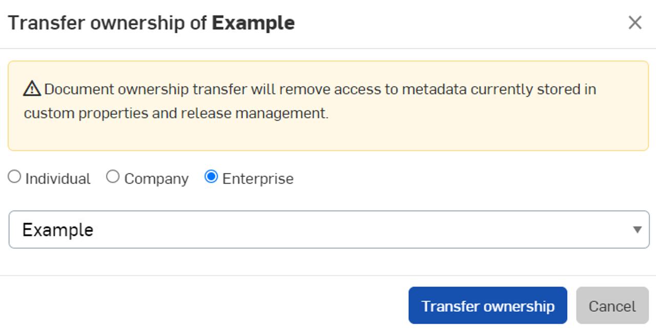 Transfer Document Ownership - Onshape