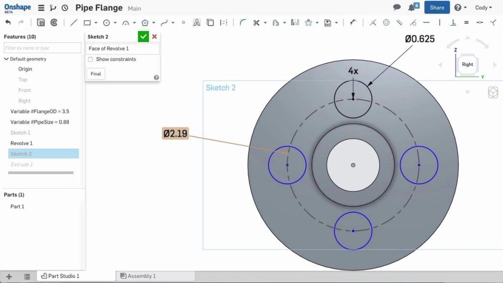 How to Model a Pipe Flange with Revolve Sketch