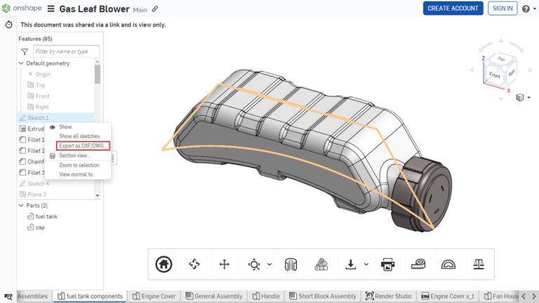 Export CAD Data from Onshape Link Share