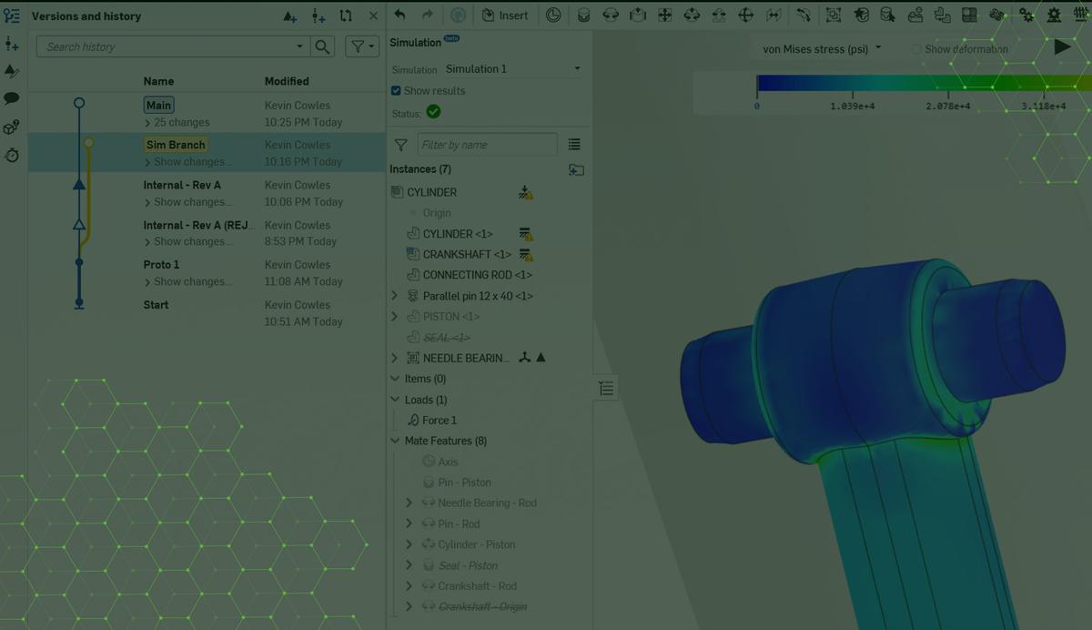 Using Branching and Merging with Onshape Simulation