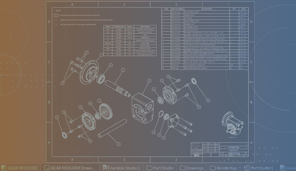 Tables in Onshape Drawings