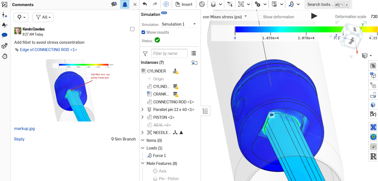 Using Branching and Merging with Onshape Simulation