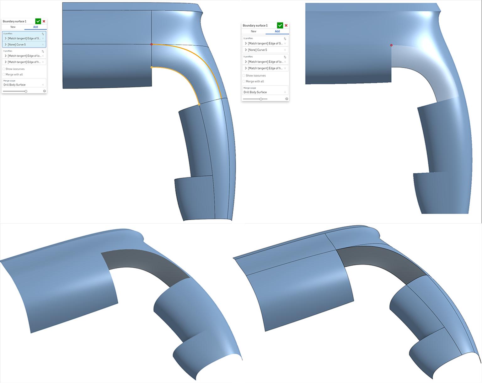 Using Bridging Curves on Edges of Surfaces - Onshape