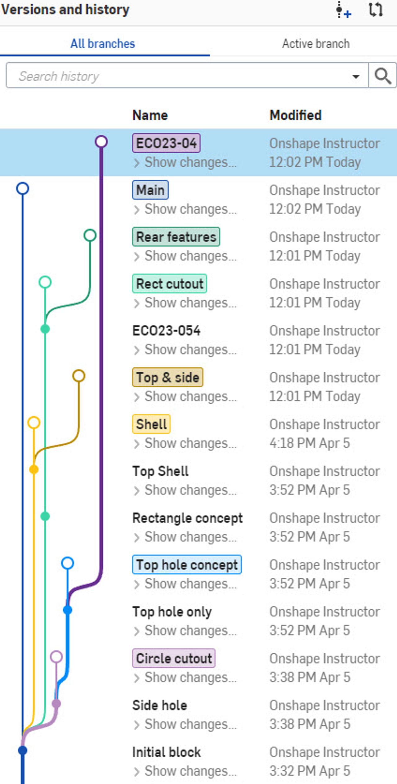 Tech Tip: How to Filter Multiple Branches in an Onshape Document