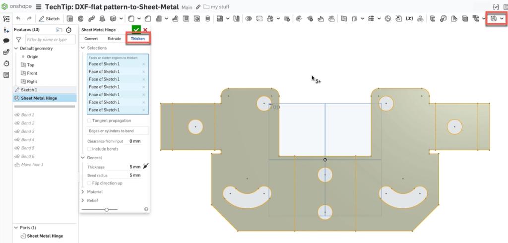Using DXF Flat Patterns to Create a Sheet Metal Model - Onshape