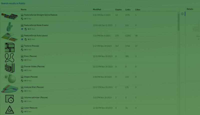 Finding Published Custom Features - Onshape