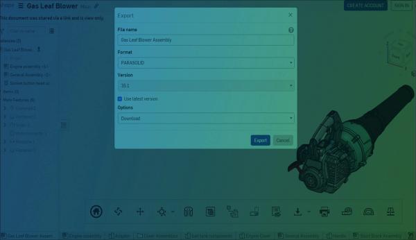 Export CAD Data from Onshape Link Share