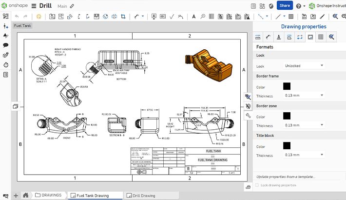 Updating Drawing Border Zones - Onshape