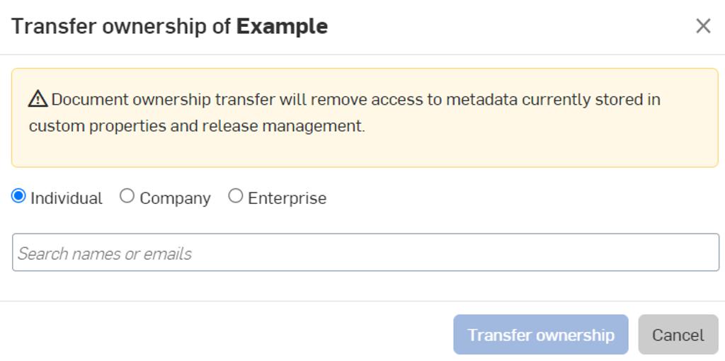Transfer Document Ownership - Onshape