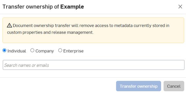 Transfer Document Ownership - Onshape