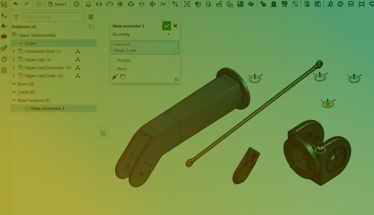 Mating at the Origin with Onshape Mate Connectors