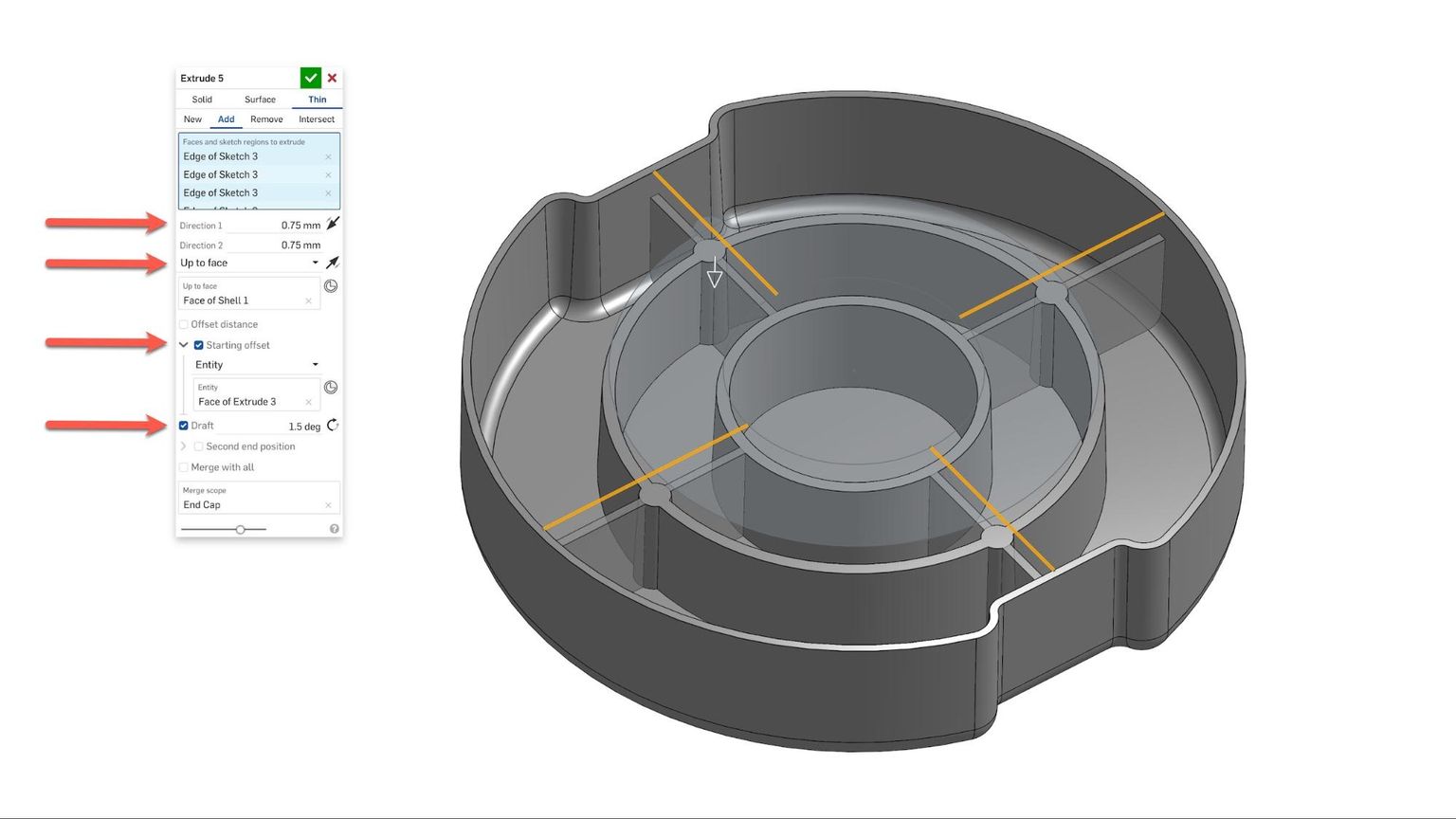Tech Tip: Using Onshape's Thin Extrude Feature to Speed Up Rib Design