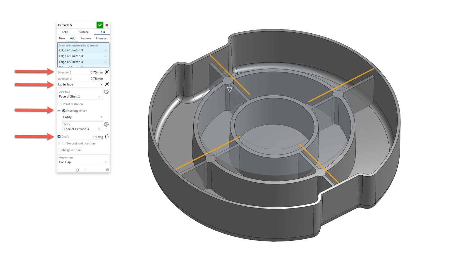 Tech Tip: Using Onshape's Thin Extrude Feature to Speed Up Rib Design