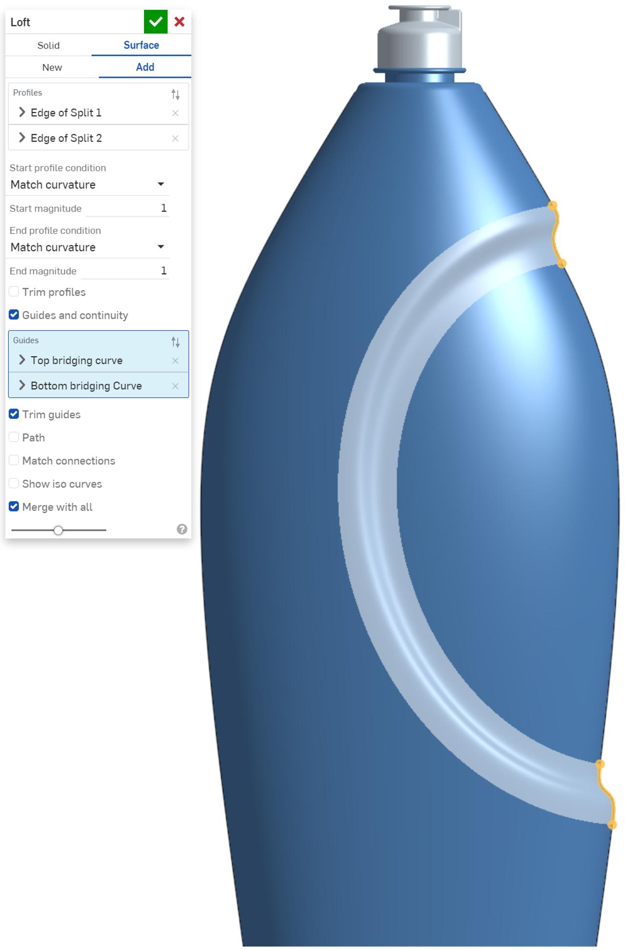 Creating Profiles and Guides with the Intersection Curve Feature