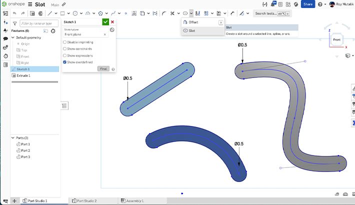 Using The Slot Tool Onshape