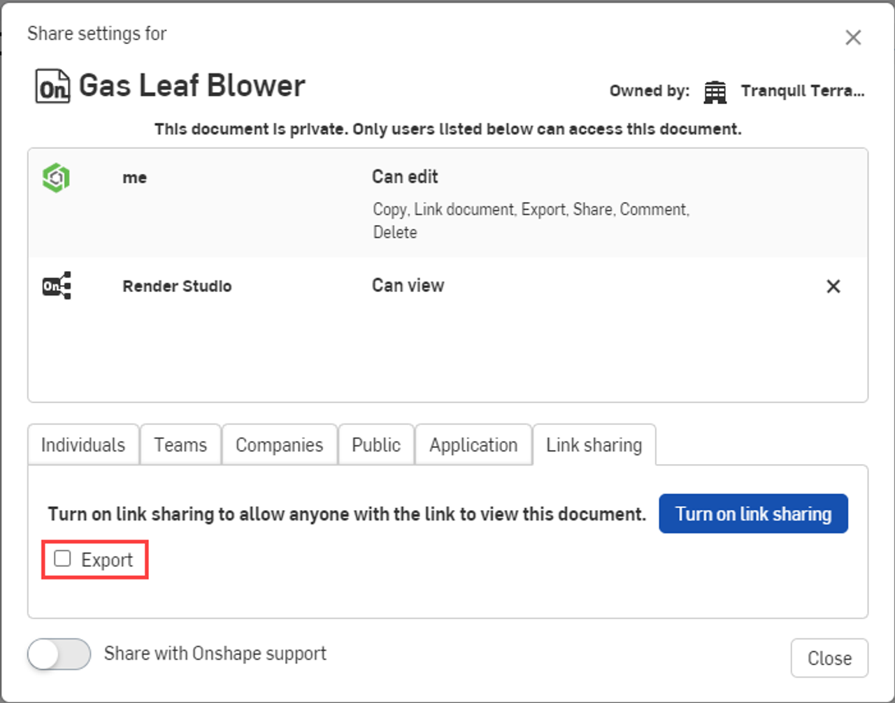 Export CAD Data from Onshape Link Share