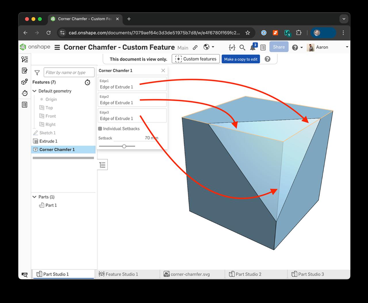 Understanding the Chamfer Feature Tool