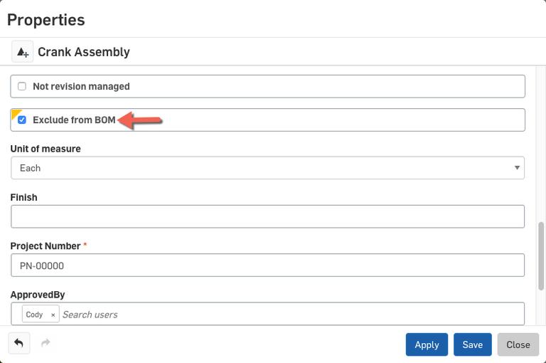 Tech Tip: Exclude Parts or Assemblies from the BOM