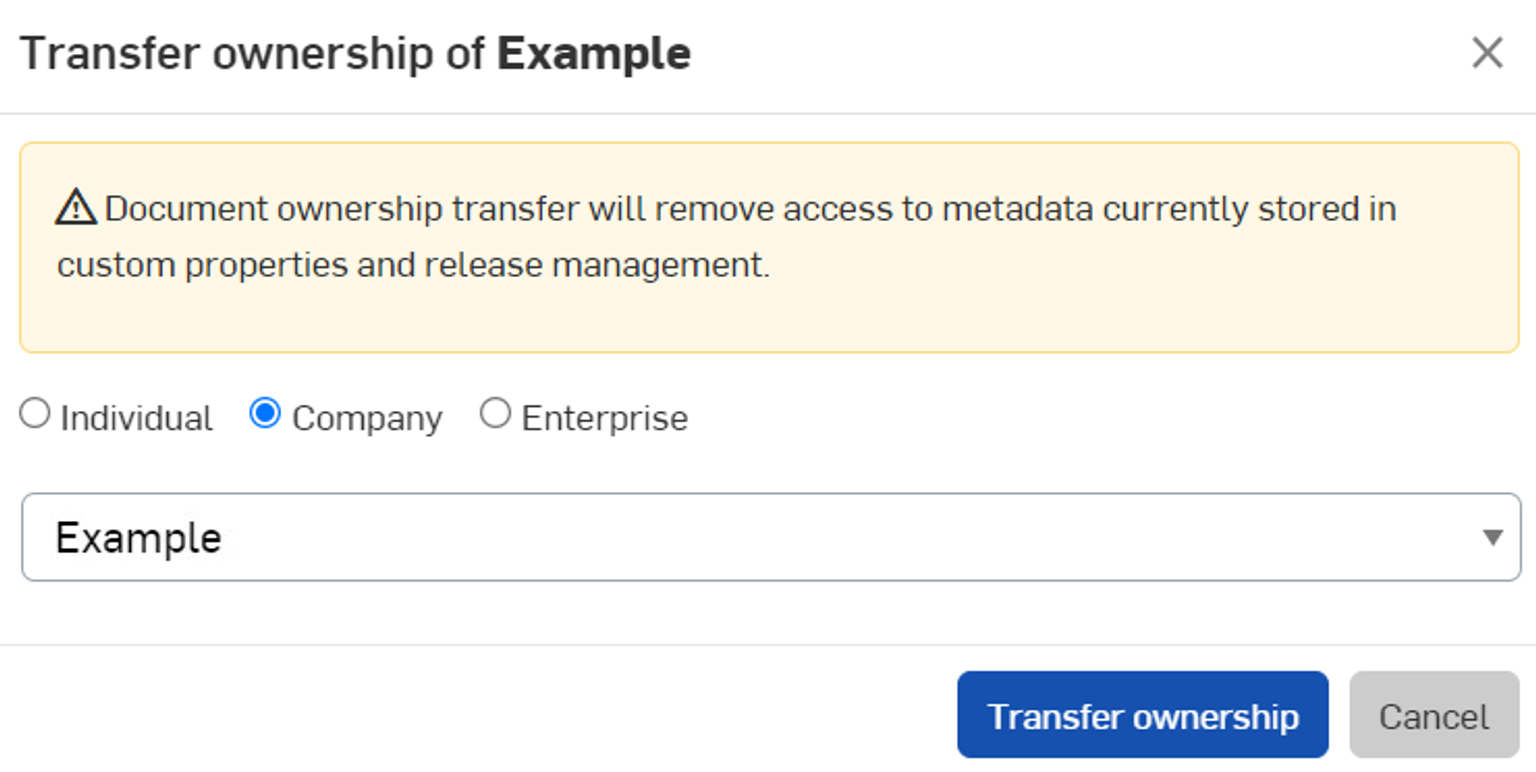 Transfer Document Ownership - Onshape