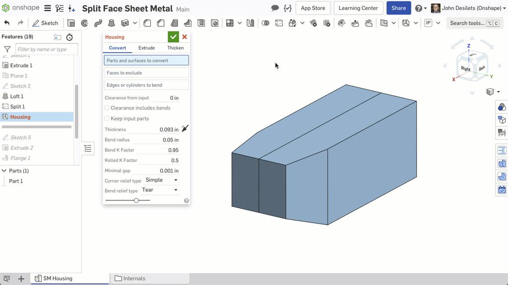 Tech Tip: How to Use Onshape’s Split Face Feature For Sheet Metal