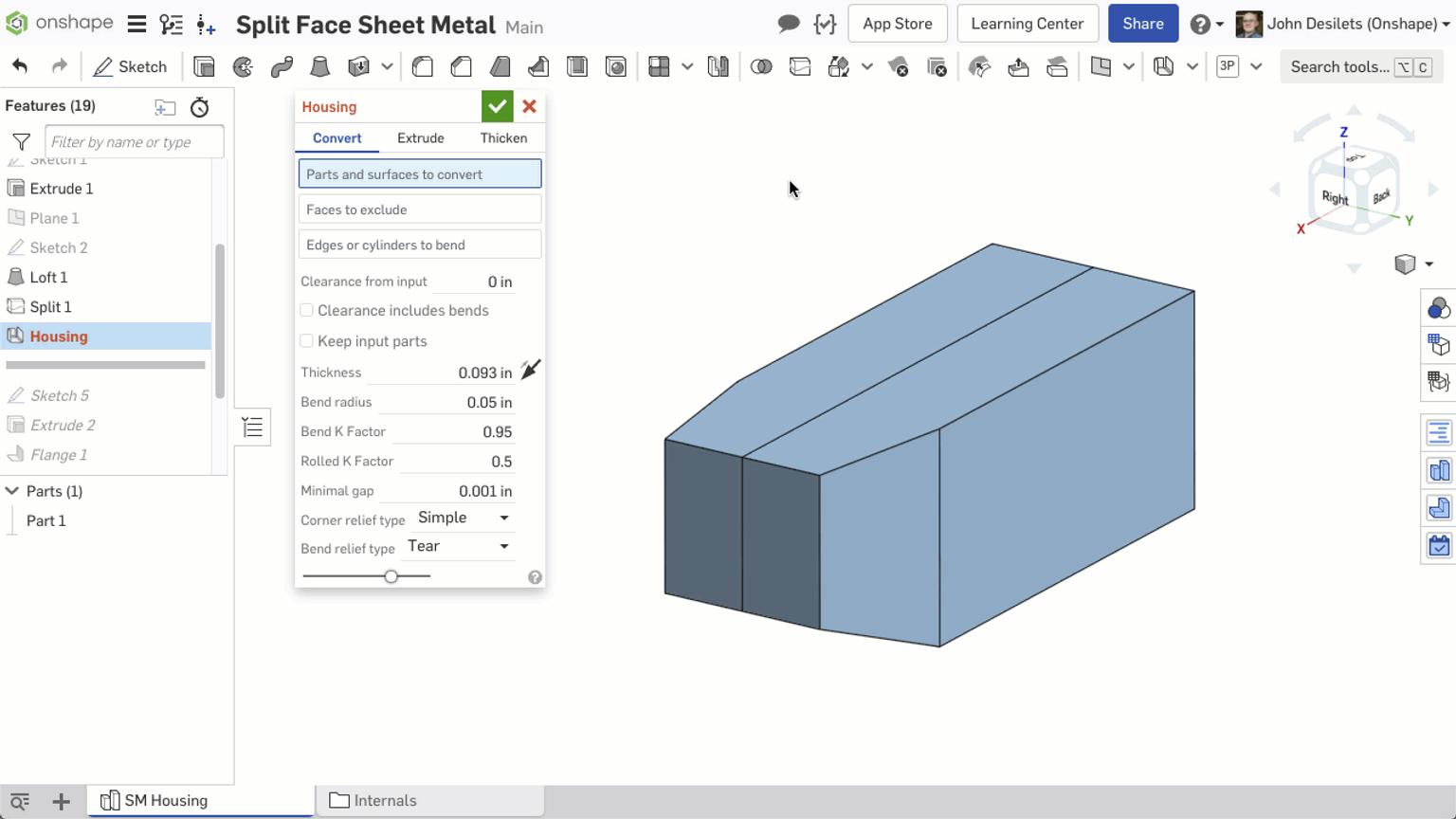 Tech Tip: How to Use Onshape’s Split Face Feature For Sheet Metal