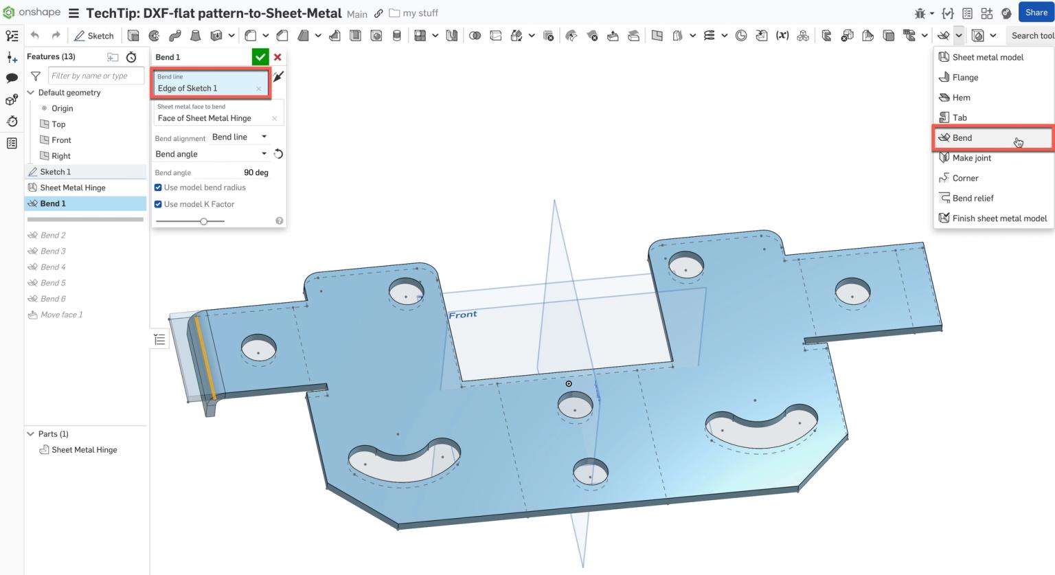 Using DXF Flat Patterns to Create a Sheet Metal Model - Onshape