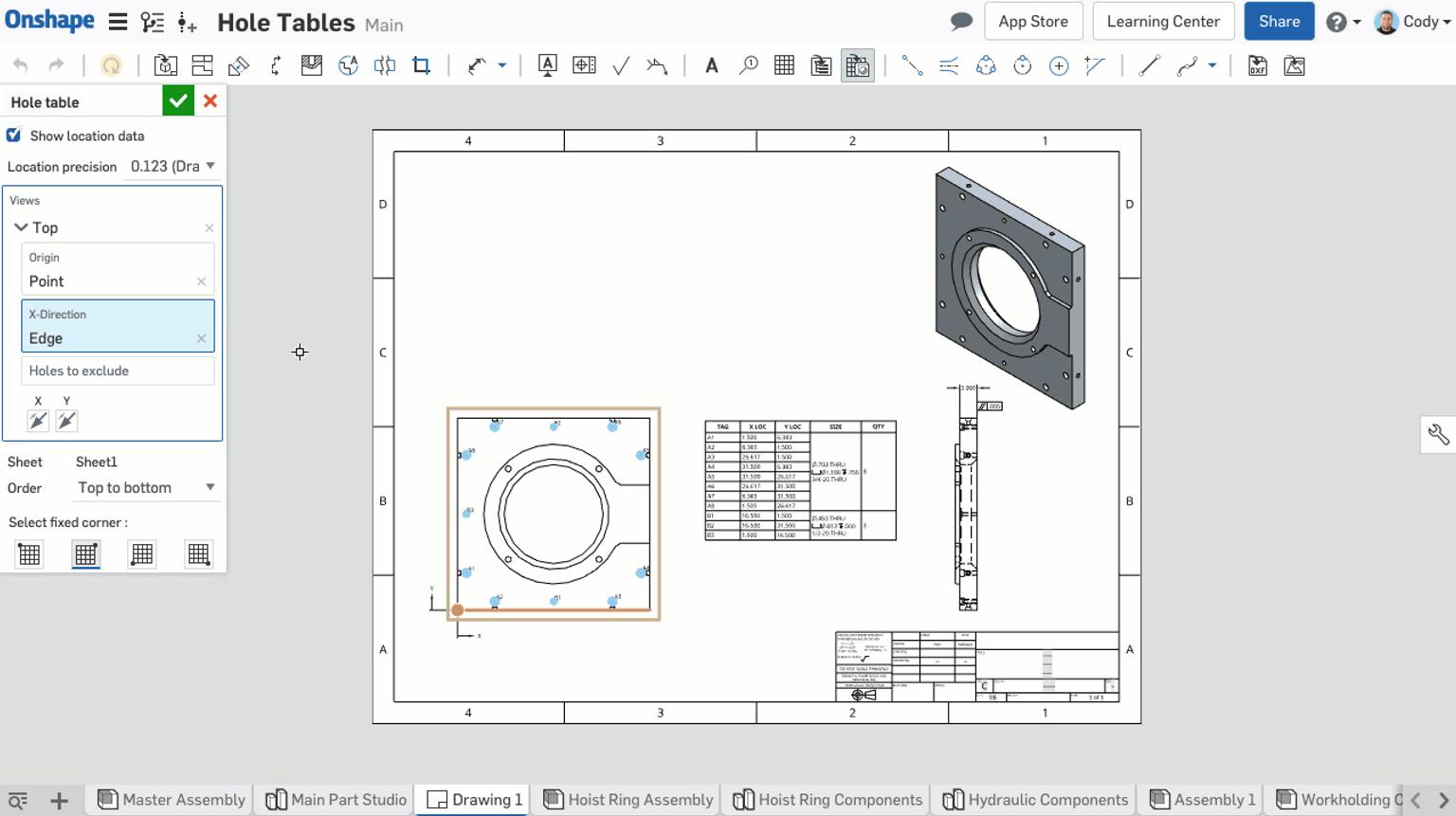 Tech Tip: Inserting Hole Tables in Drawings