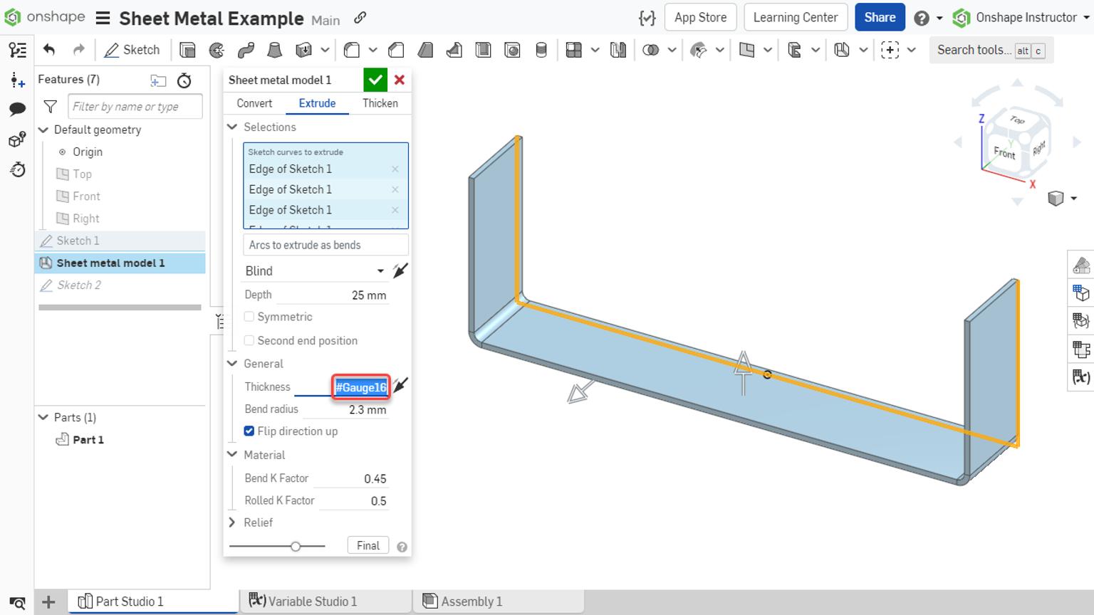 Tech Tip: Using Onshape’s Variable Studios to Drive Sheet Metal Design