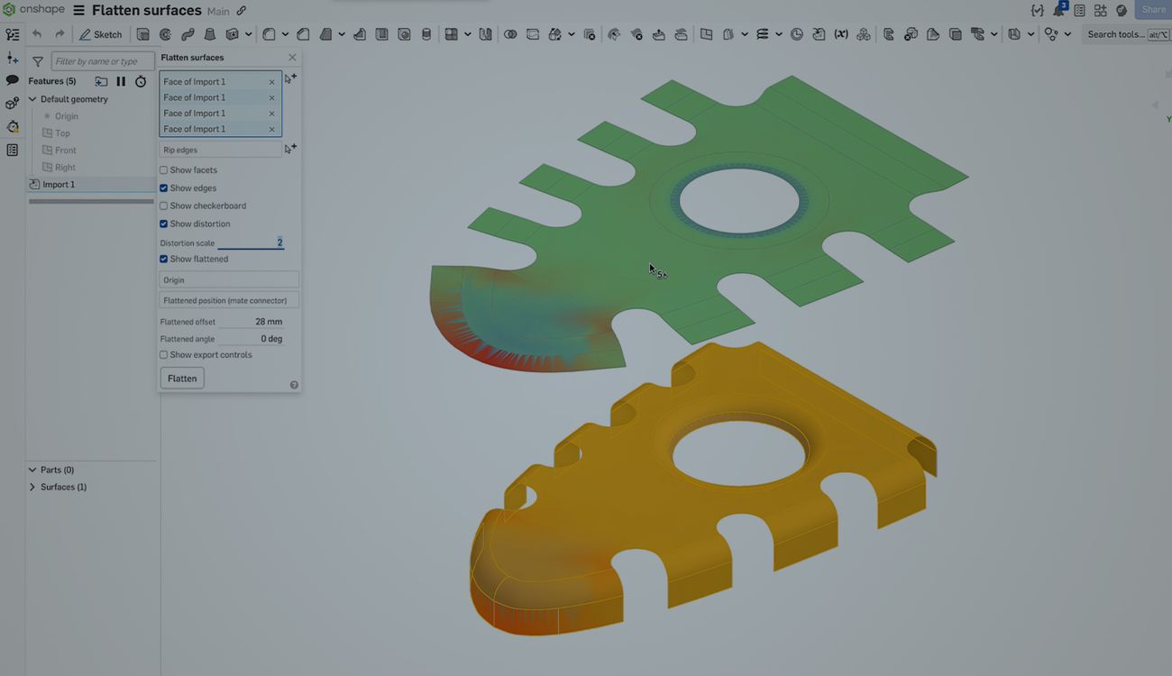 Onshape Simplifies Surface Flattening