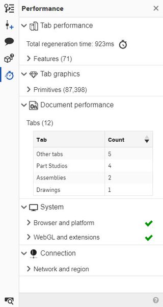 Tech Tip: How to Use the Performance Panel in Onshape