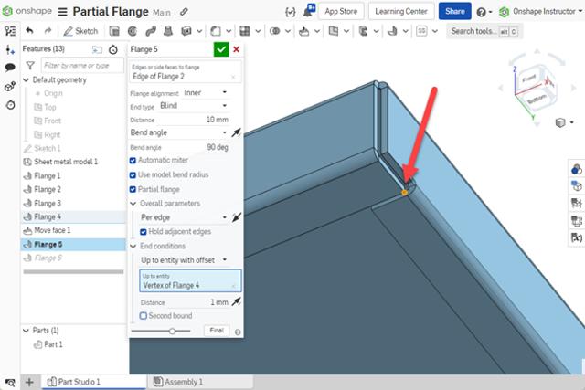 Tech Tip: How to Create Partial Sheet Metal Flanges in Onshape