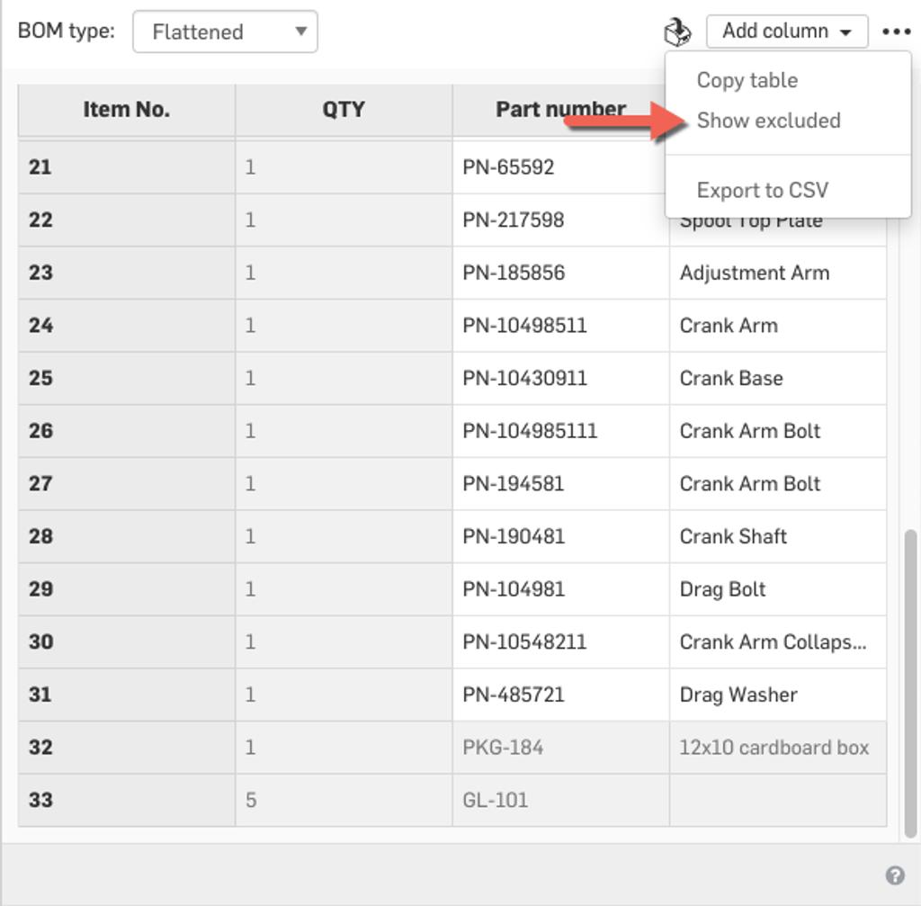 Tech Tip: Exclude Parts or Assemblies from the BOM