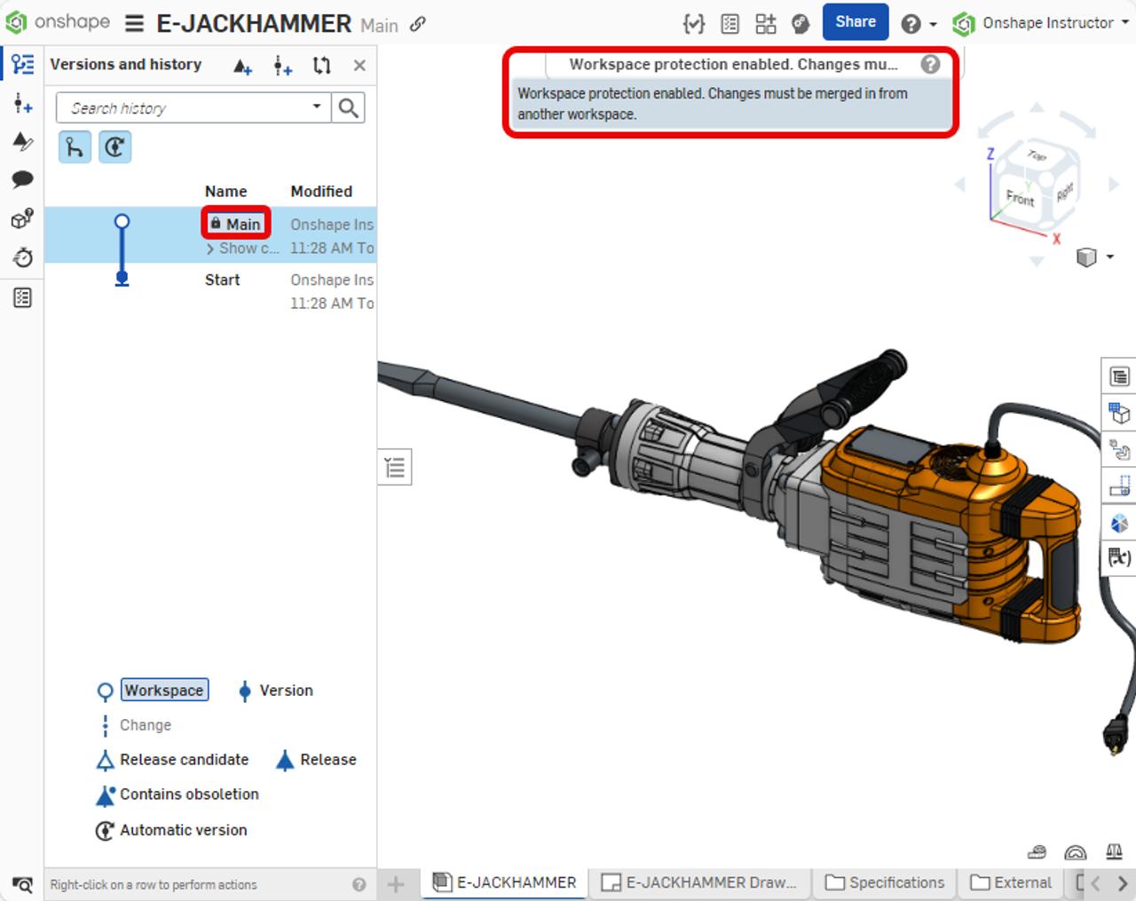 Workspace Protections - Onshape